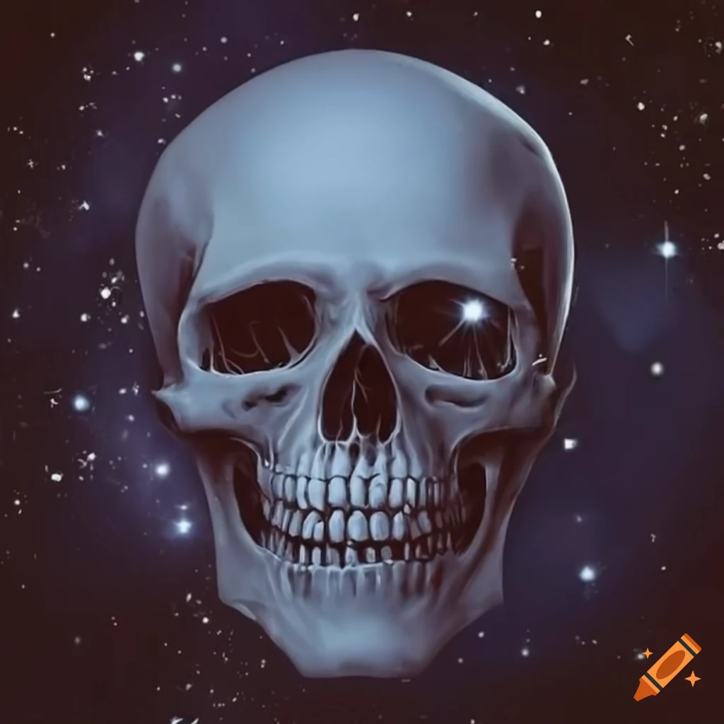 Skull floating in space on Craiyon
