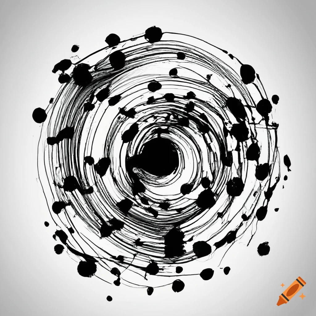 Abstract black ink shapes on white background on Craiyon