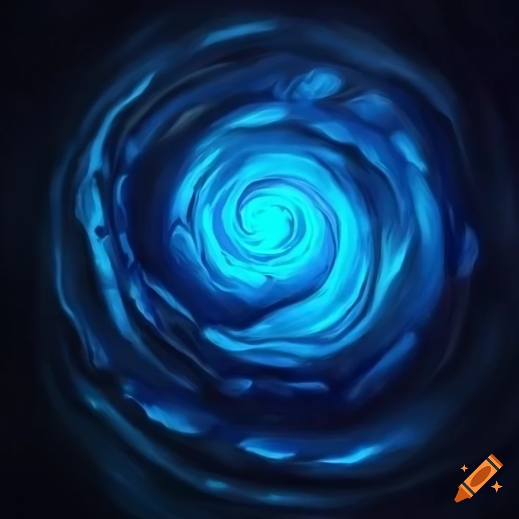 Glowing blue swirling abyssal void in a sci-fi realism sketch on Craiyon