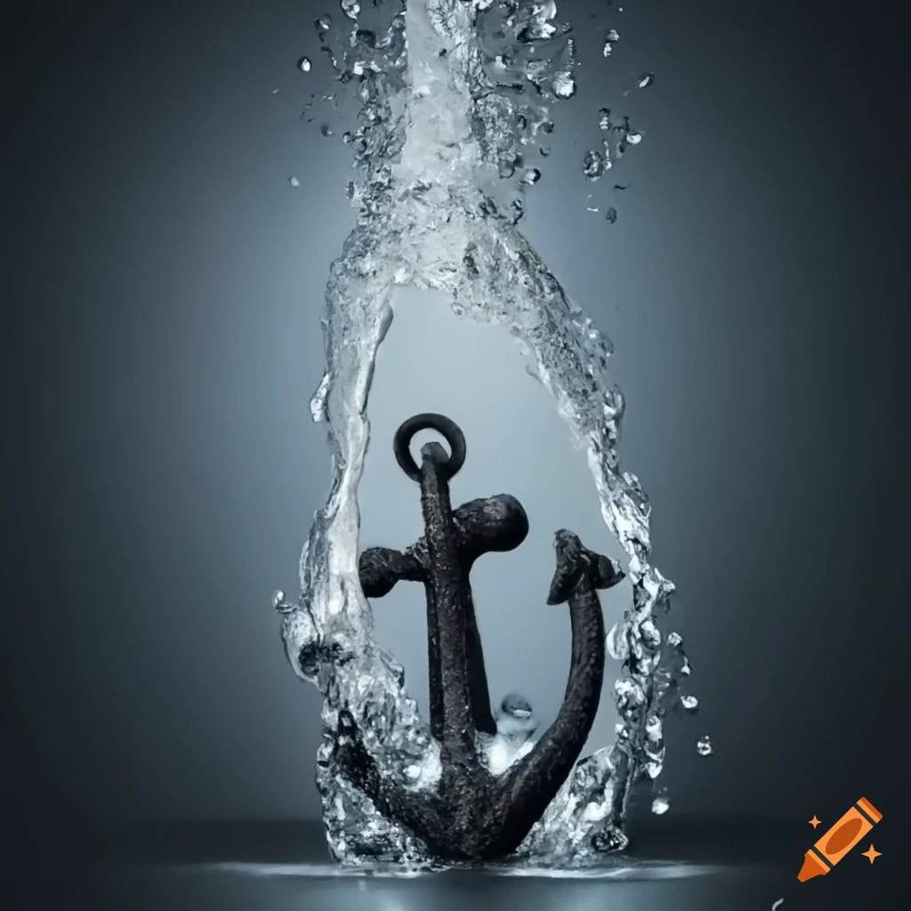 Detailed anchor with splashing water on Craiyon
