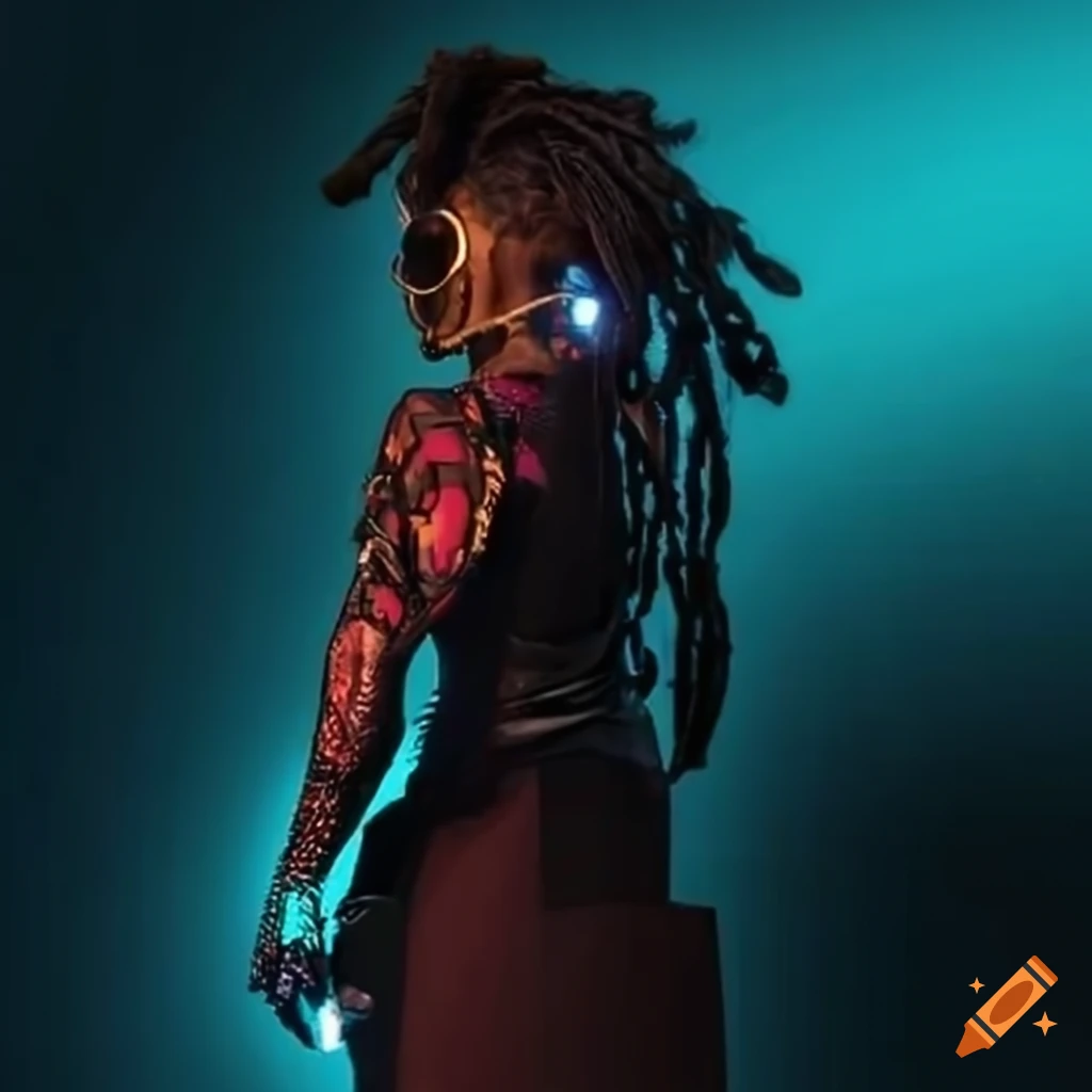 Cyberpunk person with dreadlocks and sunglasses on Craiyon