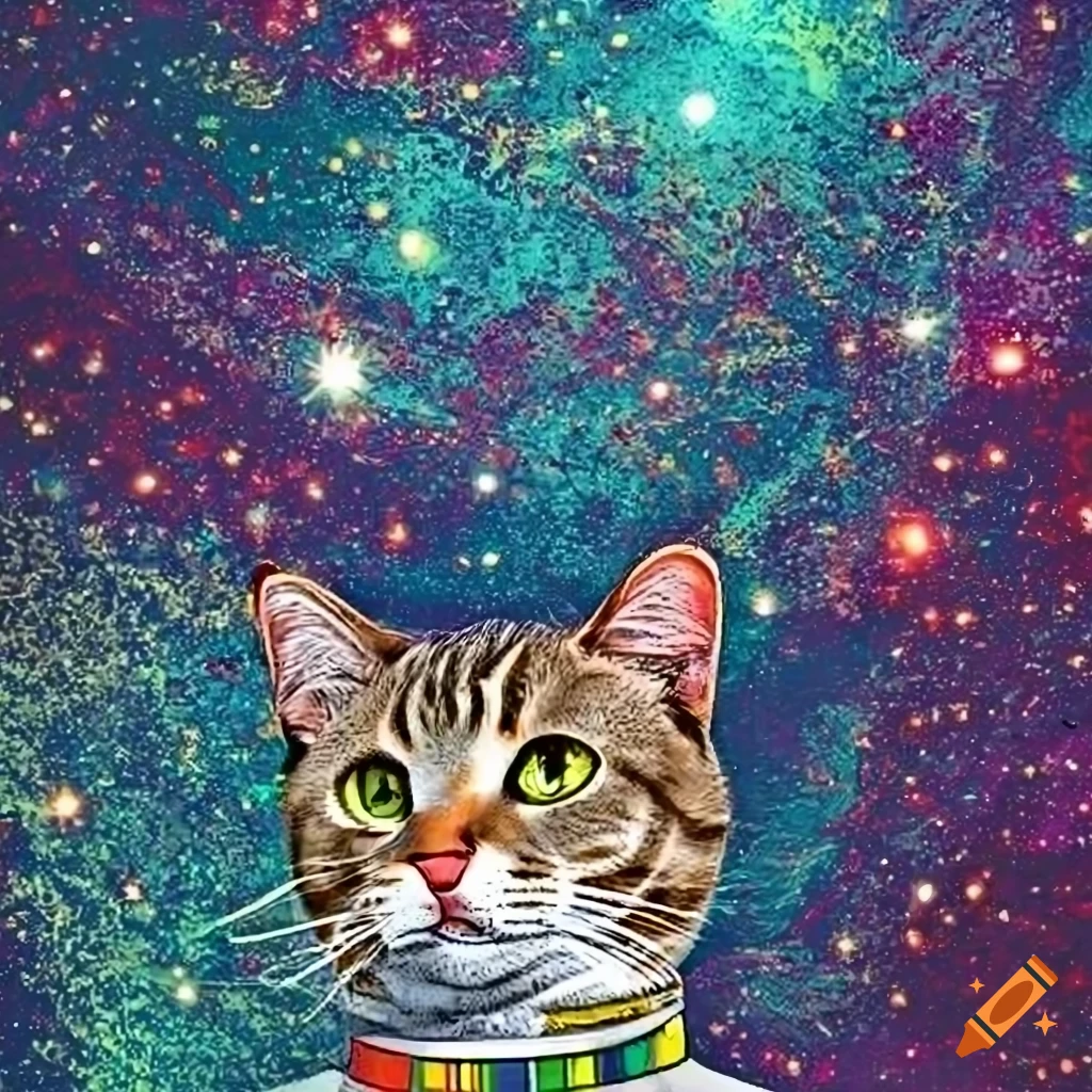 Cat in space in pop art style on Craiyon