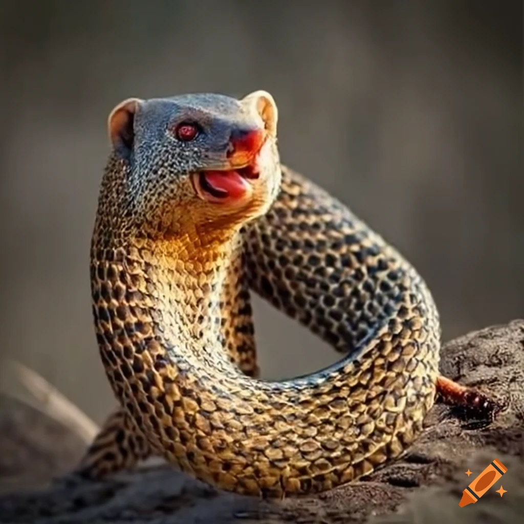 Hybrid animal with characteristics of snake, mongoose, and panther on ...