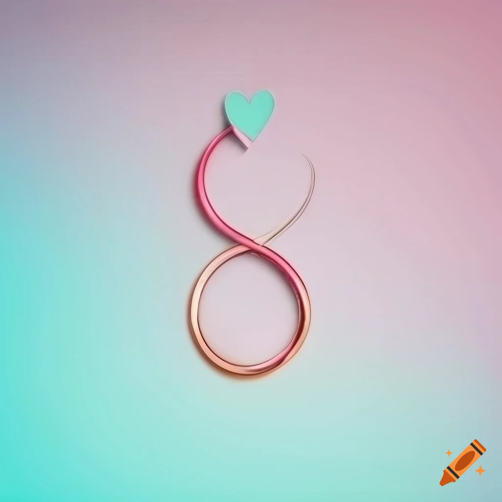 Eternal loop design with heart emblem on pastel backdrop on Craiyon