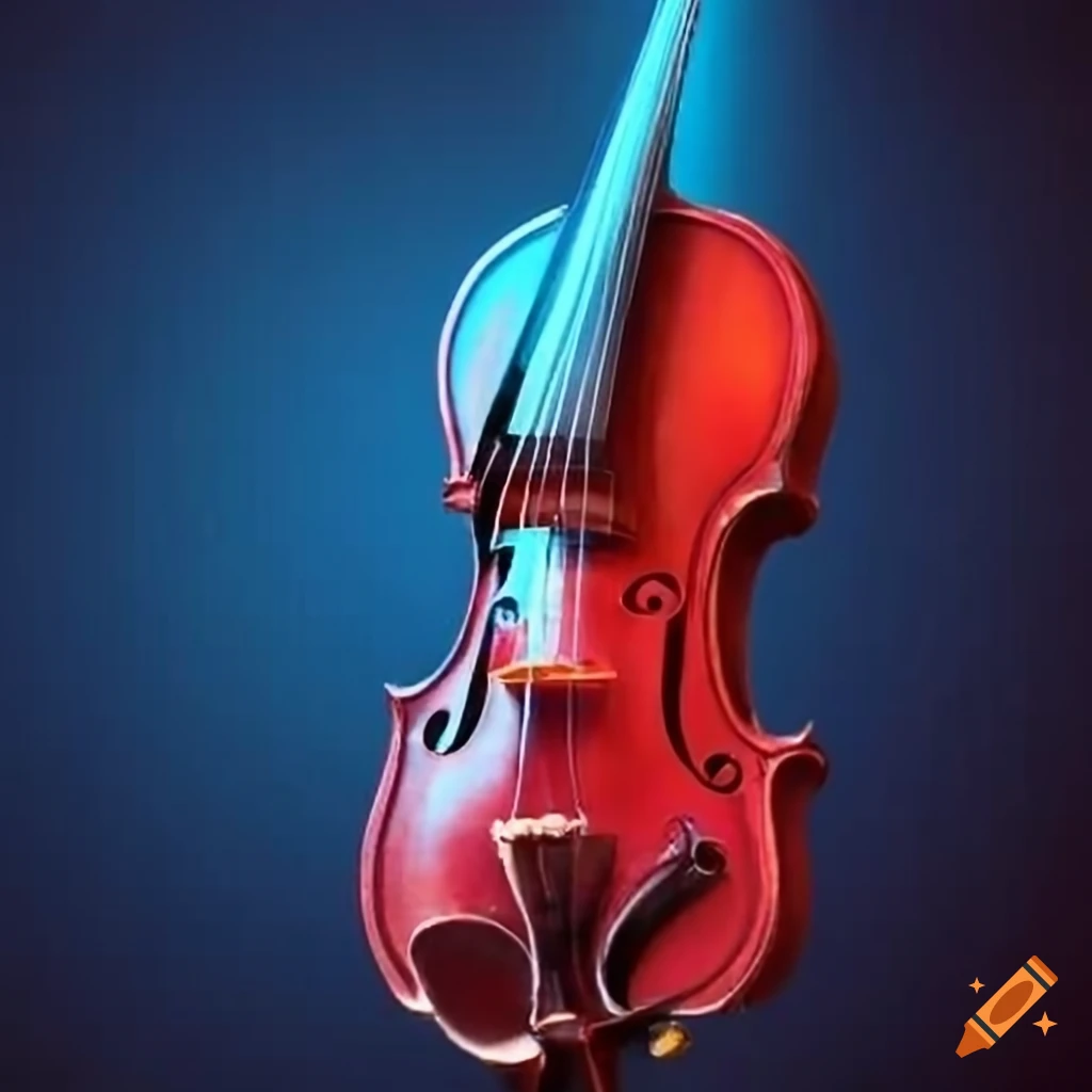 Blue and red violin on Craiyon