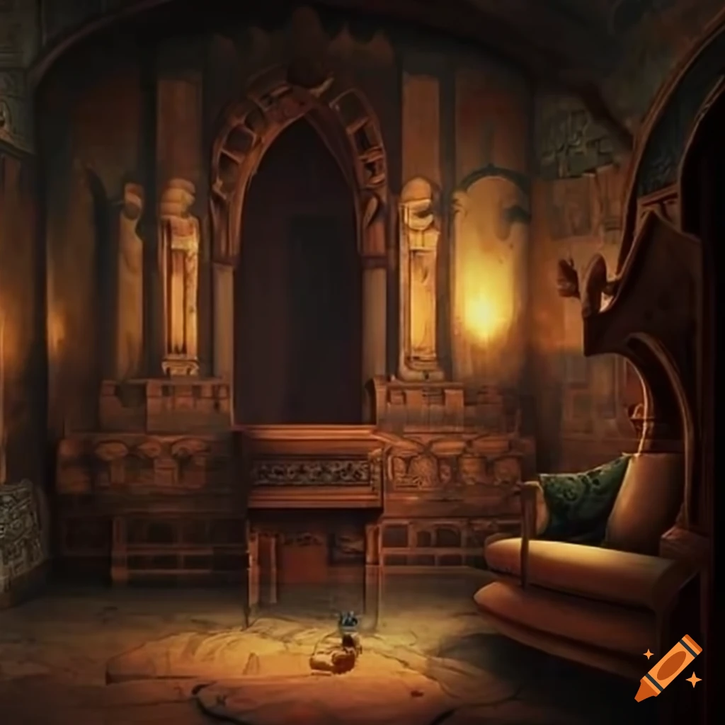 Hidden room deep inside a fantasy castle on Craiyon