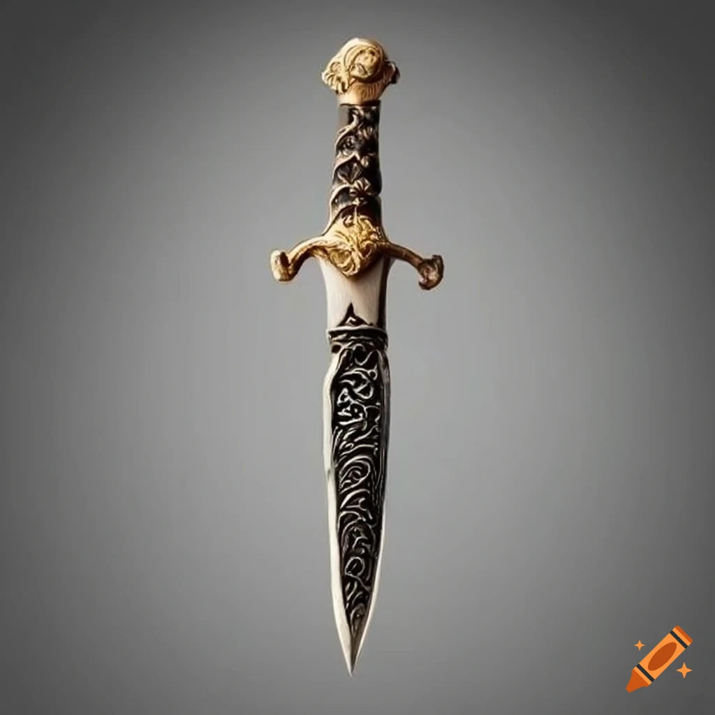 Elegant bone dagger with intricate carvings on Craiyon