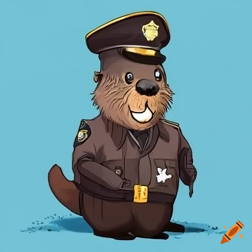 Beaver in a police uniform on Craiyon