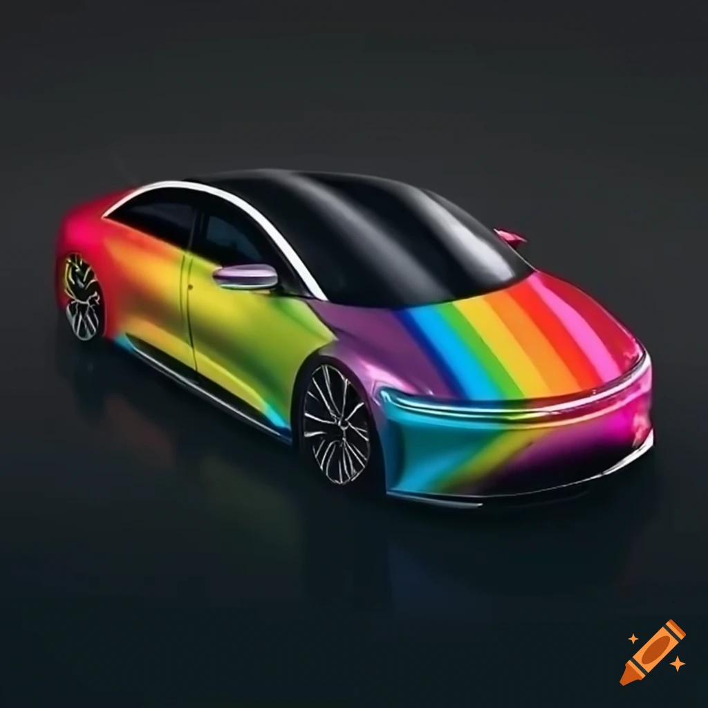 Lucid air with pride flag paint wrap on Craiyon