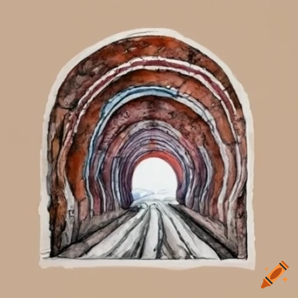 Detailed vintage drawing of a tunnel in autumn on Craiyon