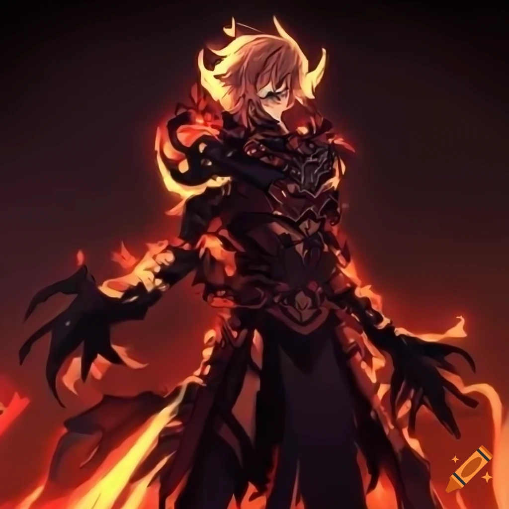 Commander mystic man, boy, demon ifrit, elven futurist armor in anime ...