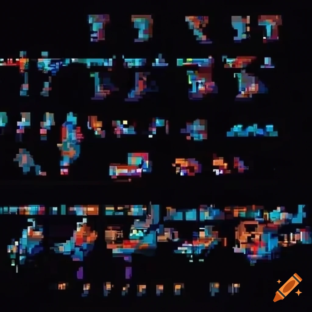 Retro-style pixel art sprite-sheet for character movement on Craiyon