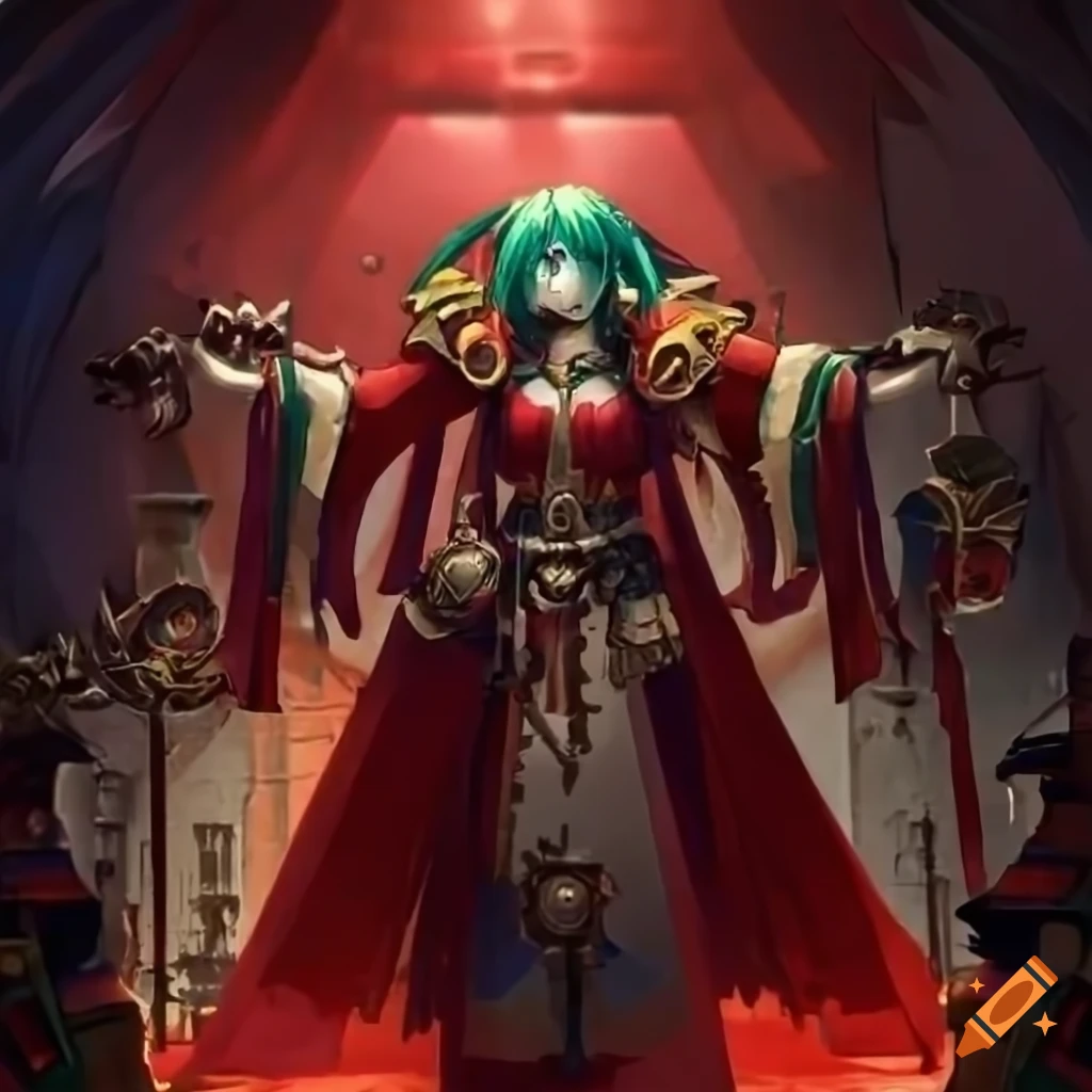 Fusion of warhammer 40k tech-priest explorator and hatsune miku in ...