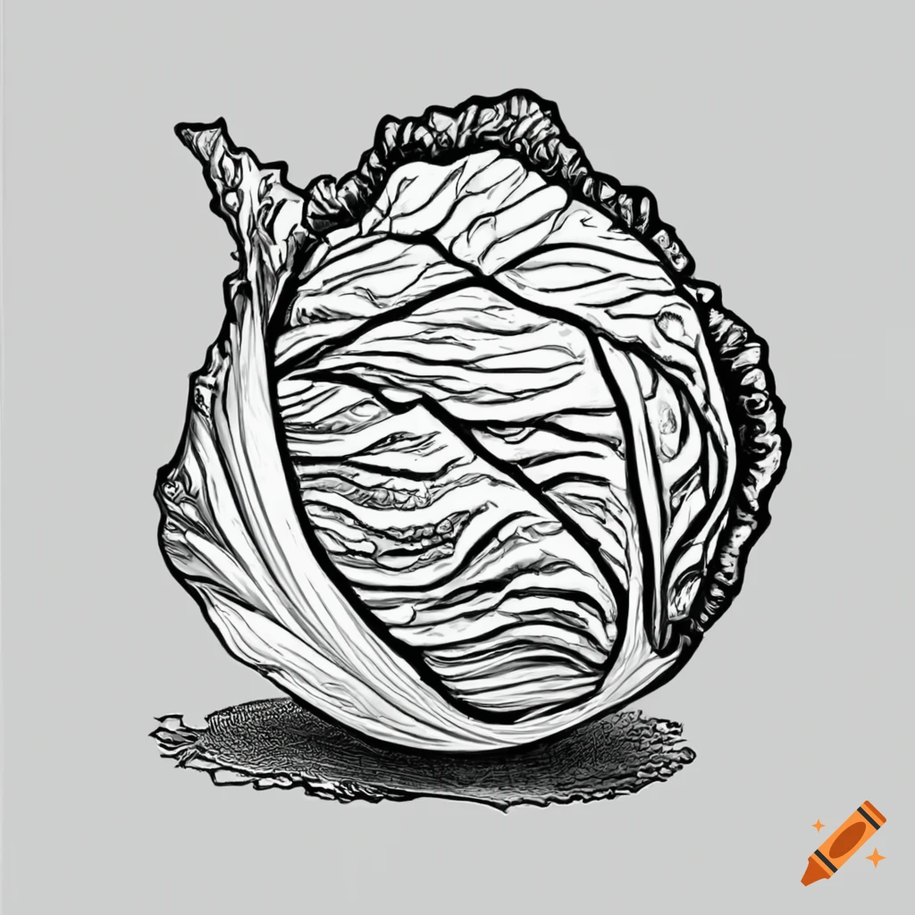 Coloring page with cabbage design on Craiyon