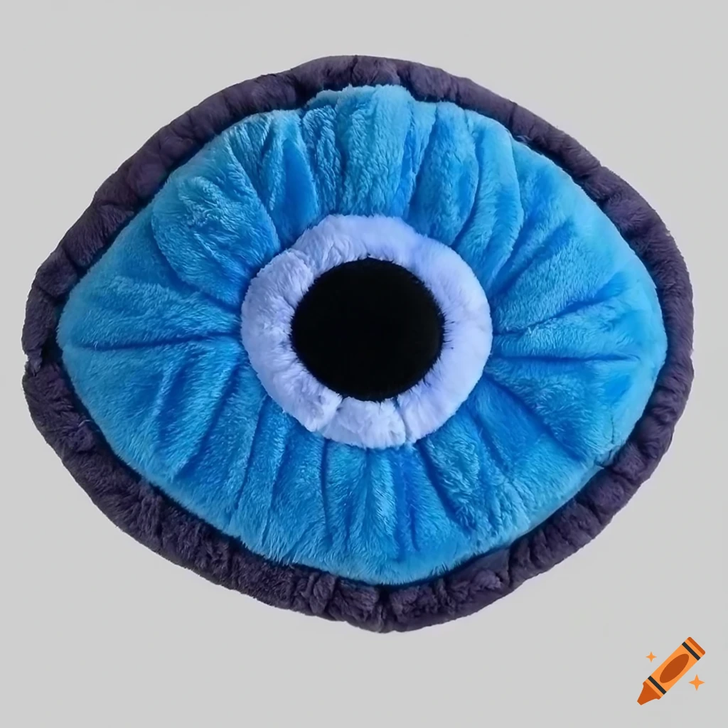 Cute plush toy eye with vivid colors and blue iris on Craiyon