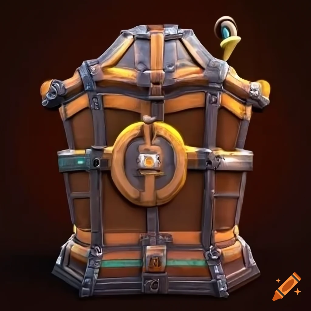 Royal fantasy chest closed with a padlock on Craiyon