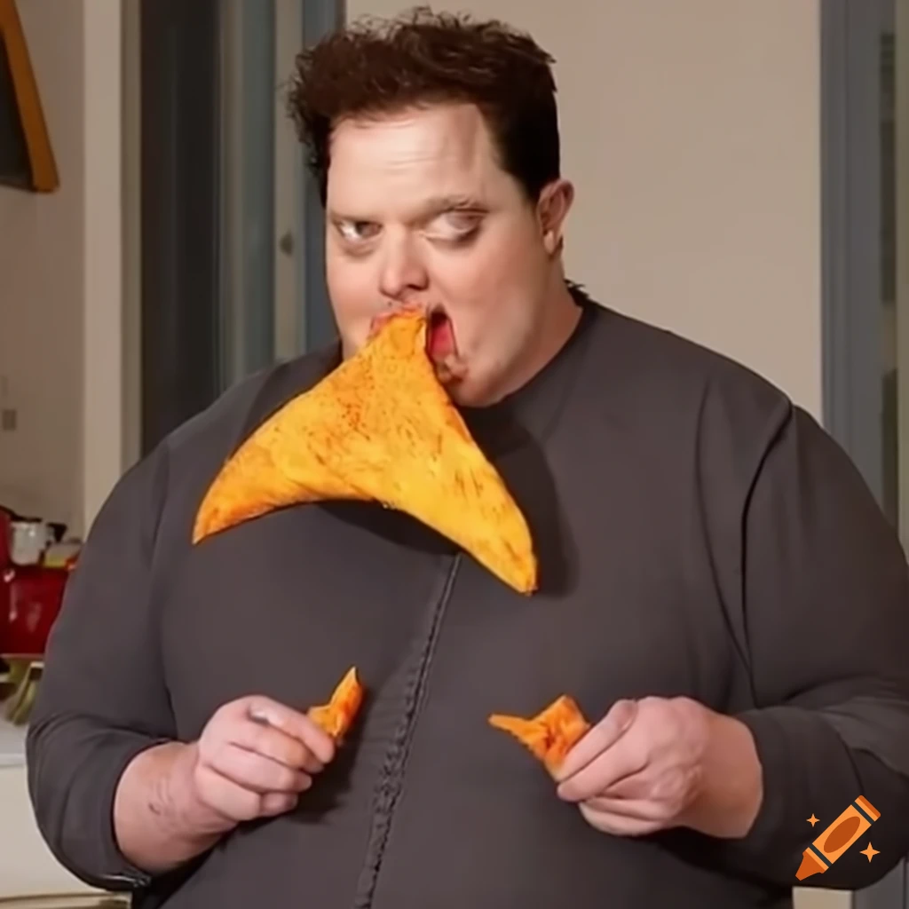 Brendan fraser enjoying a giant doritos snack on Craiyon