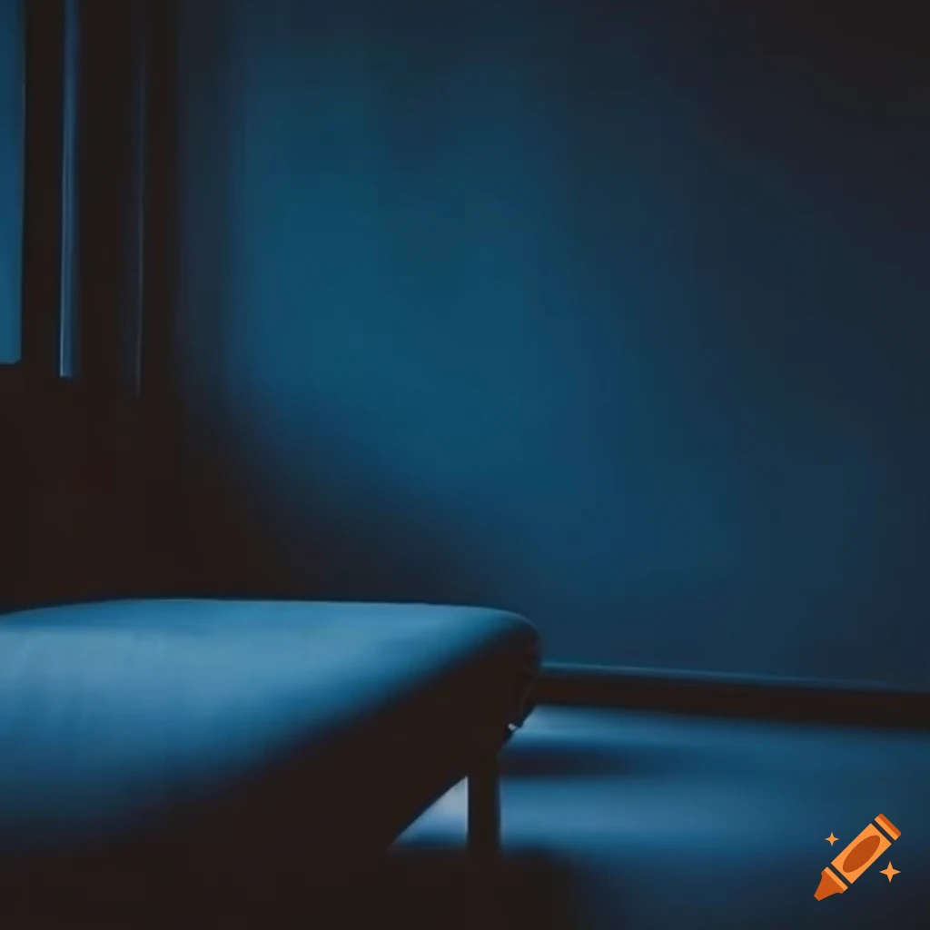 Lonely house living room with blue dark tones on Craiyon