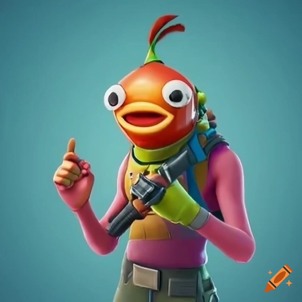 Fishstick character battling a human with a gun in a video game setting ...