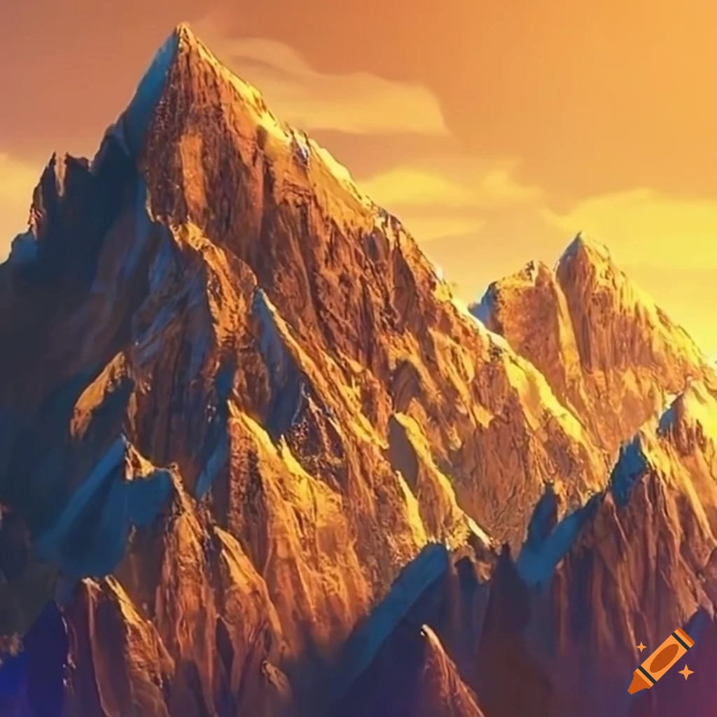 Golden mountain reaching great heights on Craiyon