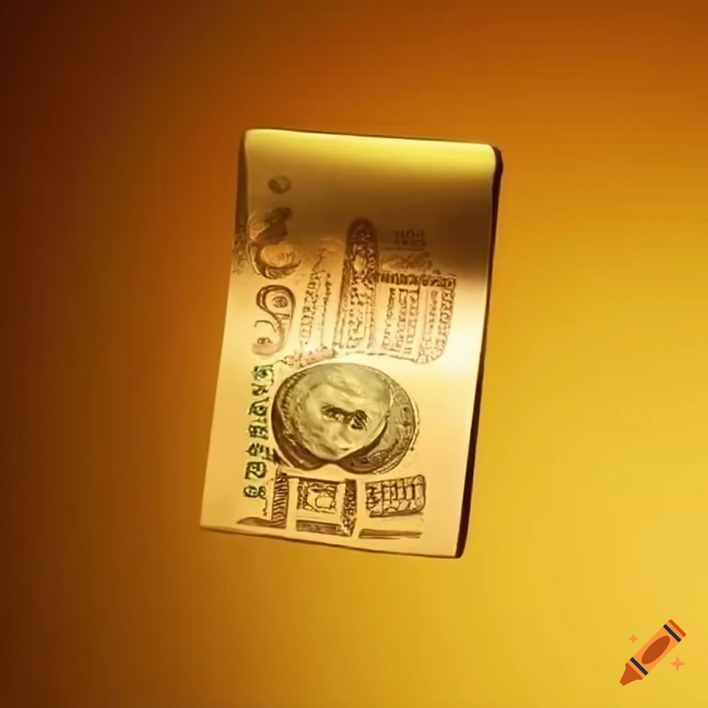 Close-up view of a golden money card on Craiyon