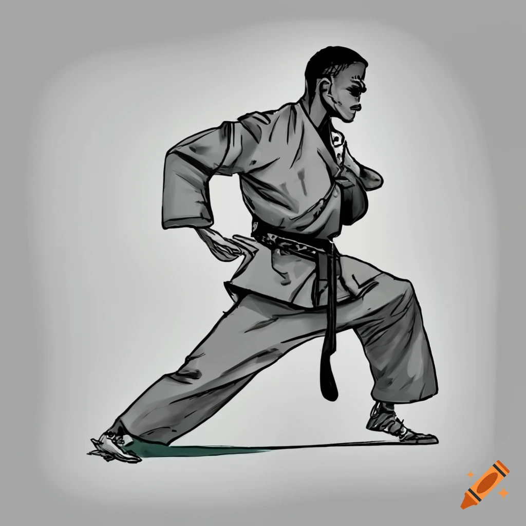 Karate punch in a line drawing style on Craiyon