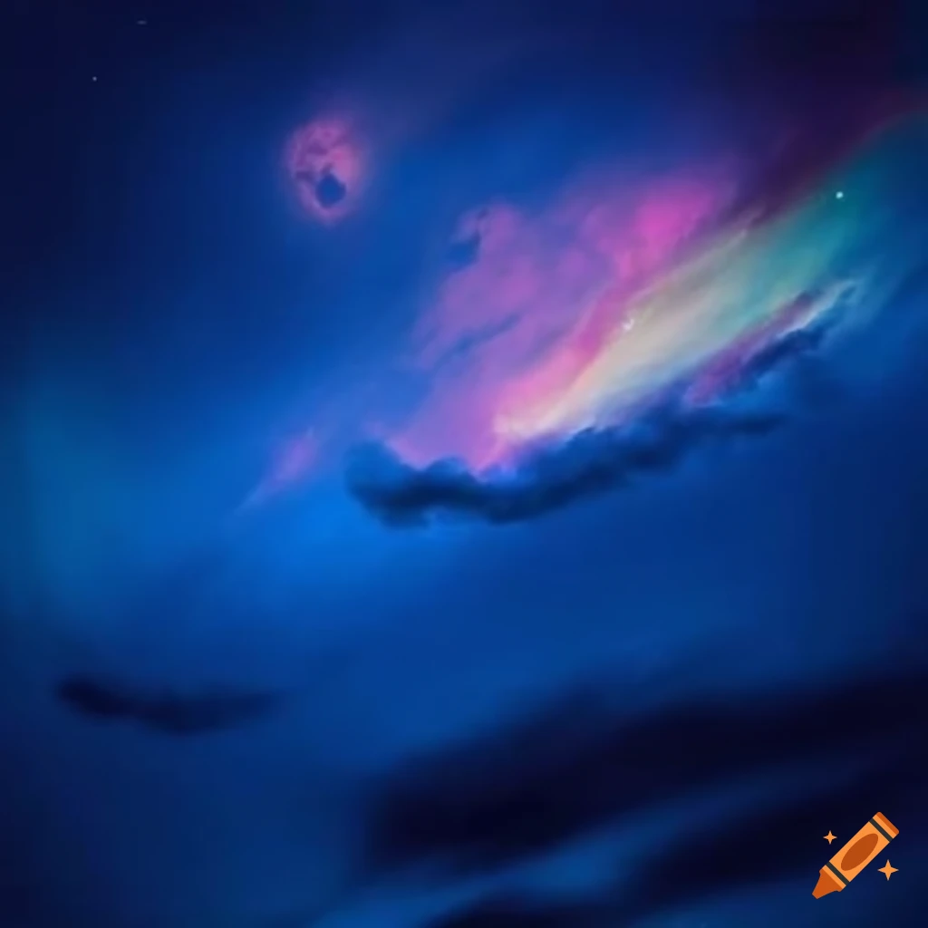 Captivating album art of midnight blue sky with stars and clouds on Craiyon