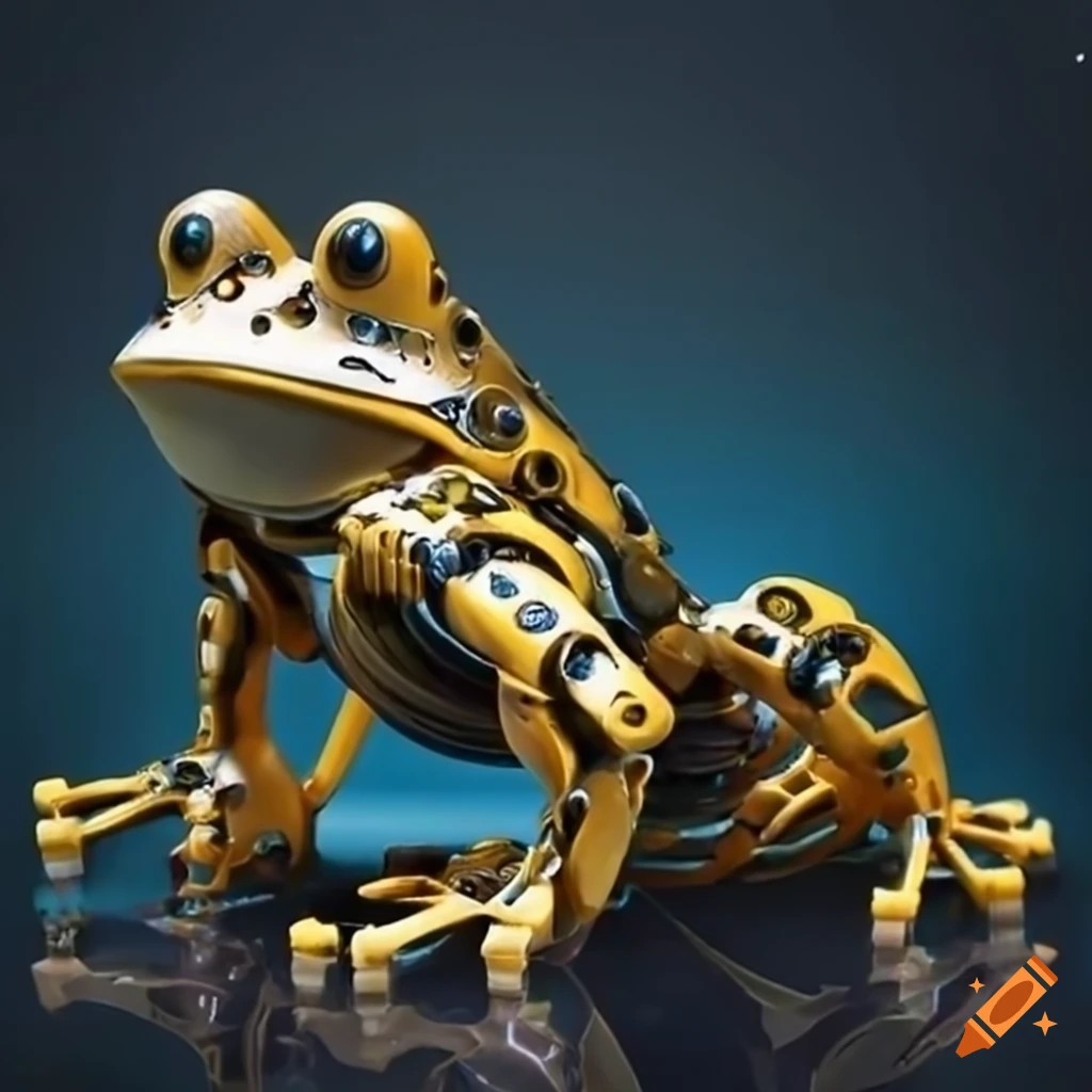 Intricately detailed mechanical robotic frog on Craiyon
