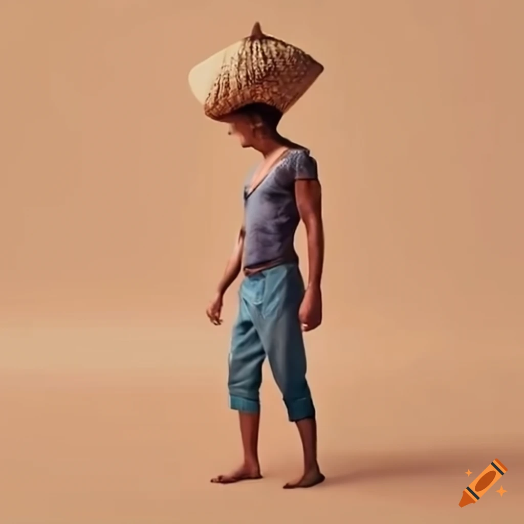 Man with rice bag on head and shoulder on Craiyon