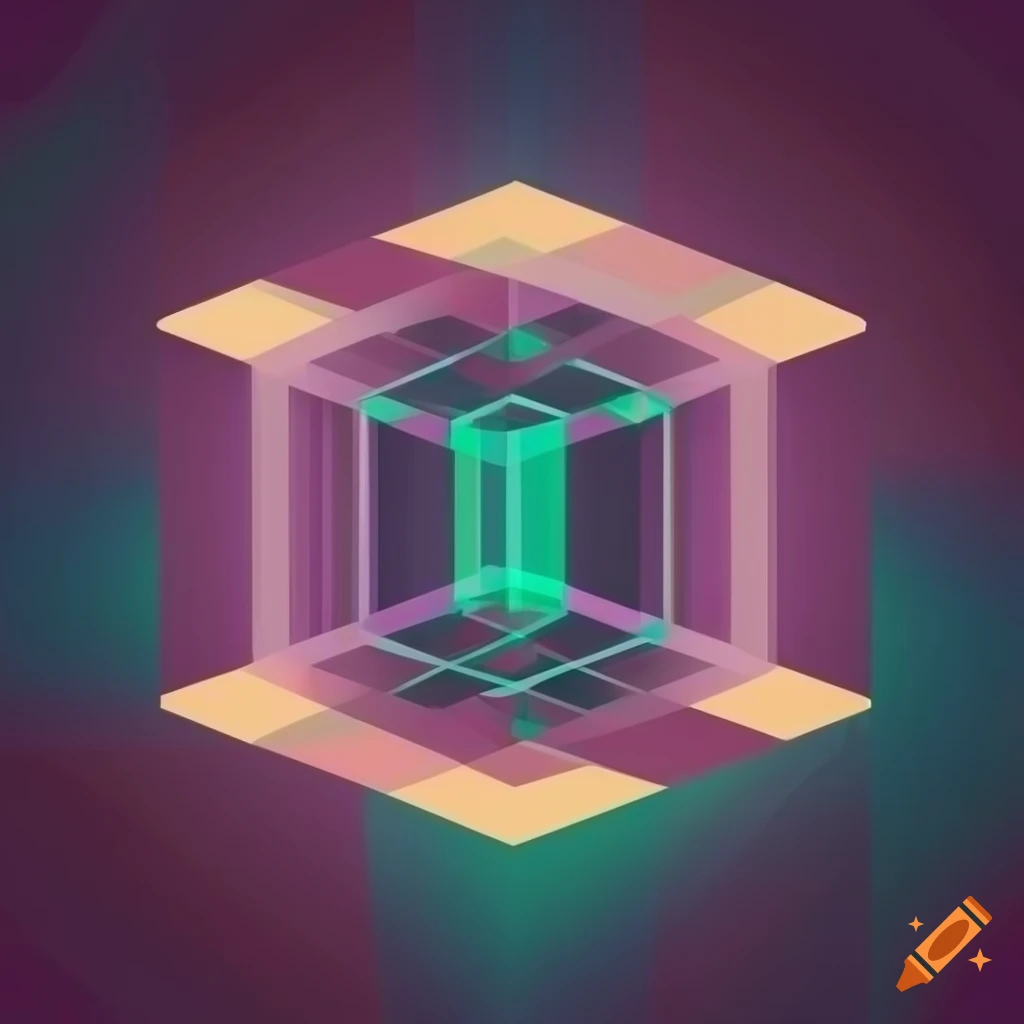 Vector art of a hypercube in geometric style on Craiyon