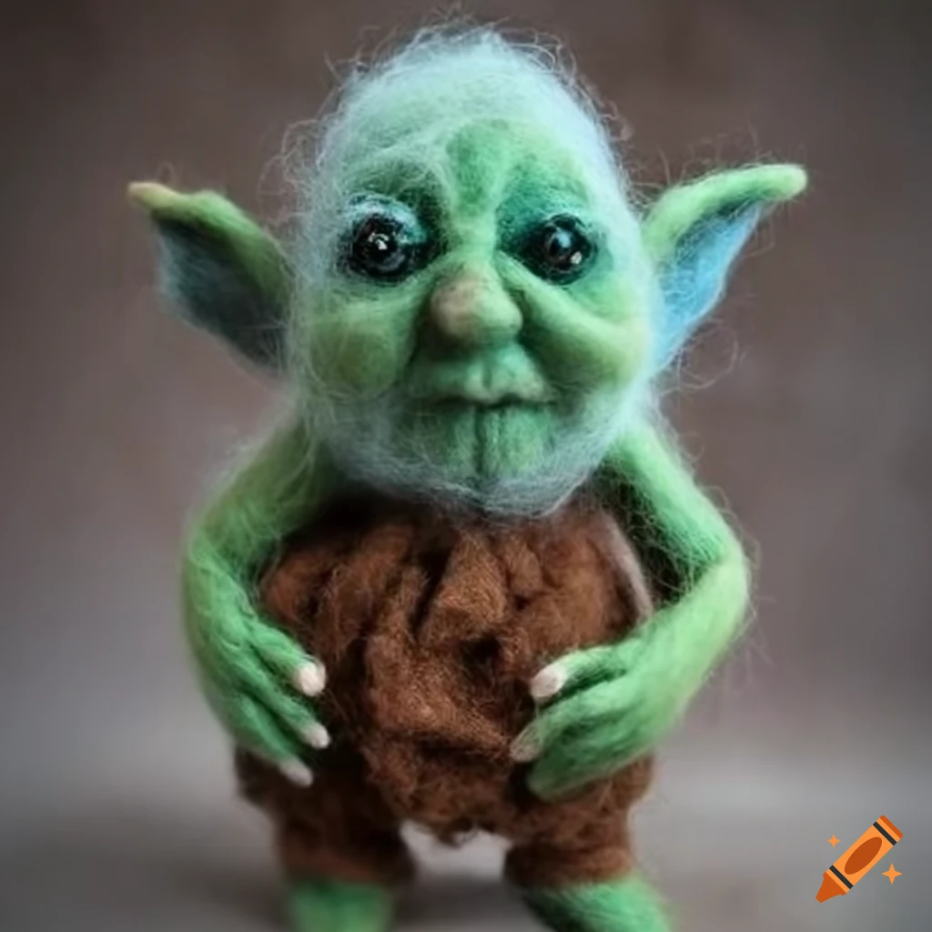 Felted wool creature resembling a goblin fairy troll on Craiyon