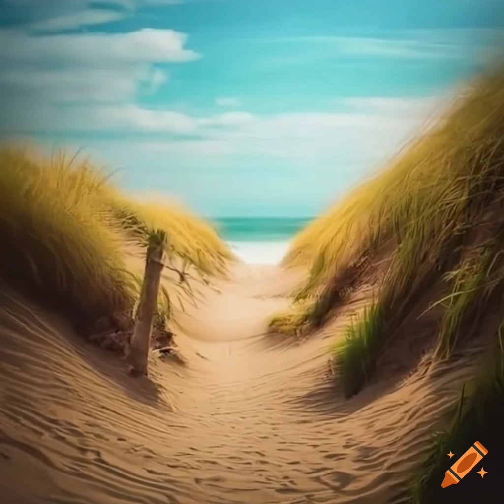 Beach path through the dunes on Craiyon