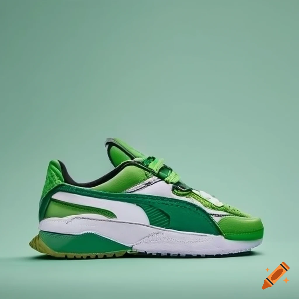 White and green puma sneakers on Craiyon
