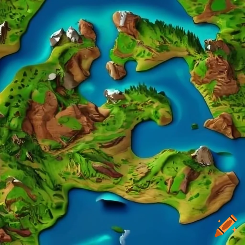 Map of a fictional land on Craiyon