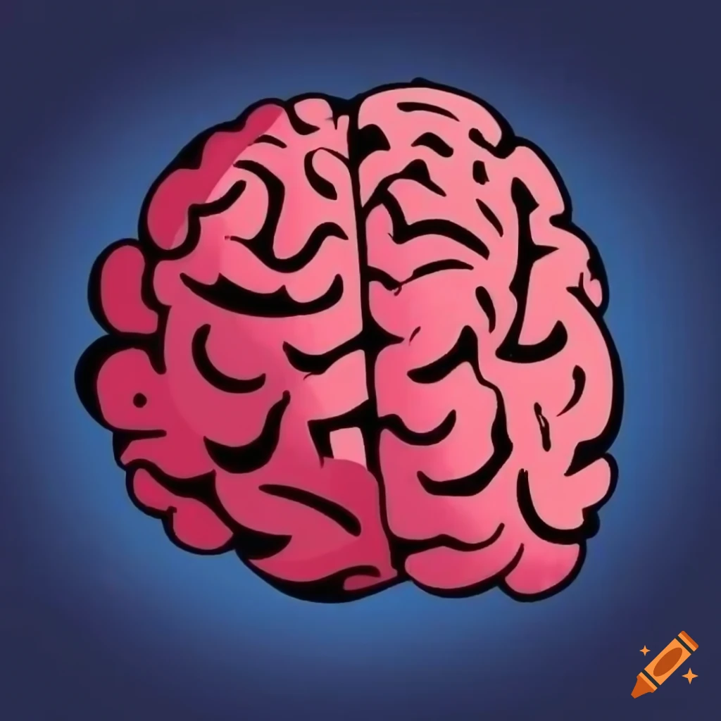 Cartoon top view of a brain on Craiyon