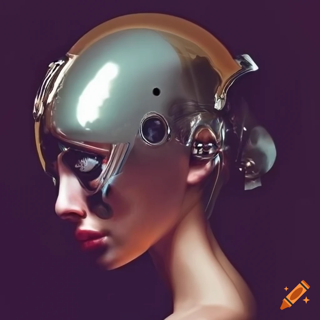 Futuristic chrome abstract creature - Woman in astronaut helmet - 1960s ...