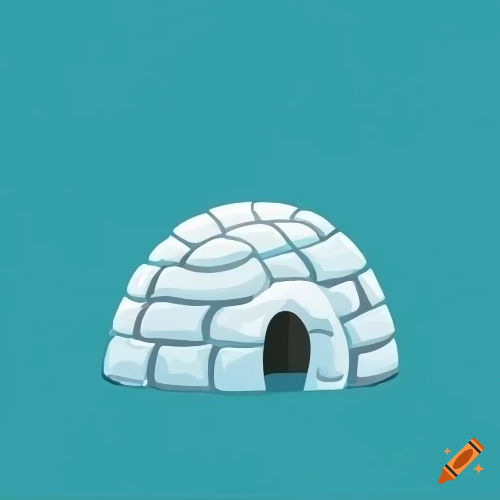 Cartoon igloo illustration with a simple design on Craiyon