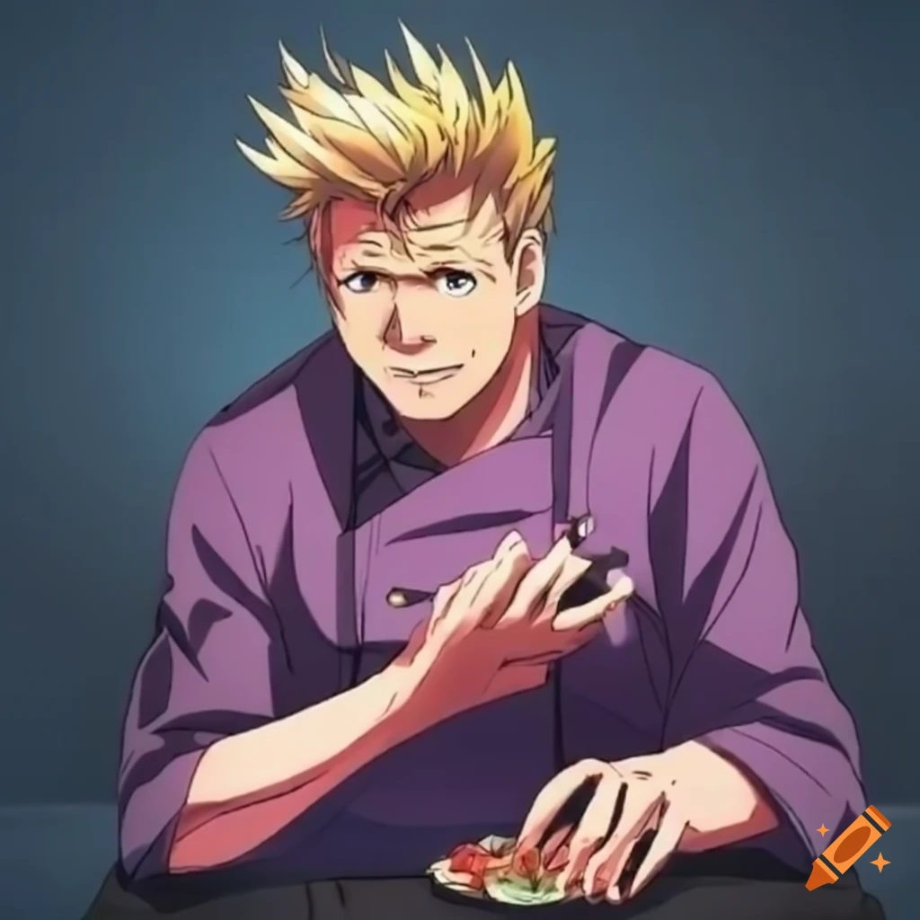 Chef Gordon Ramsay in Food Wars!: Shokugeki no Soma on Craiyon