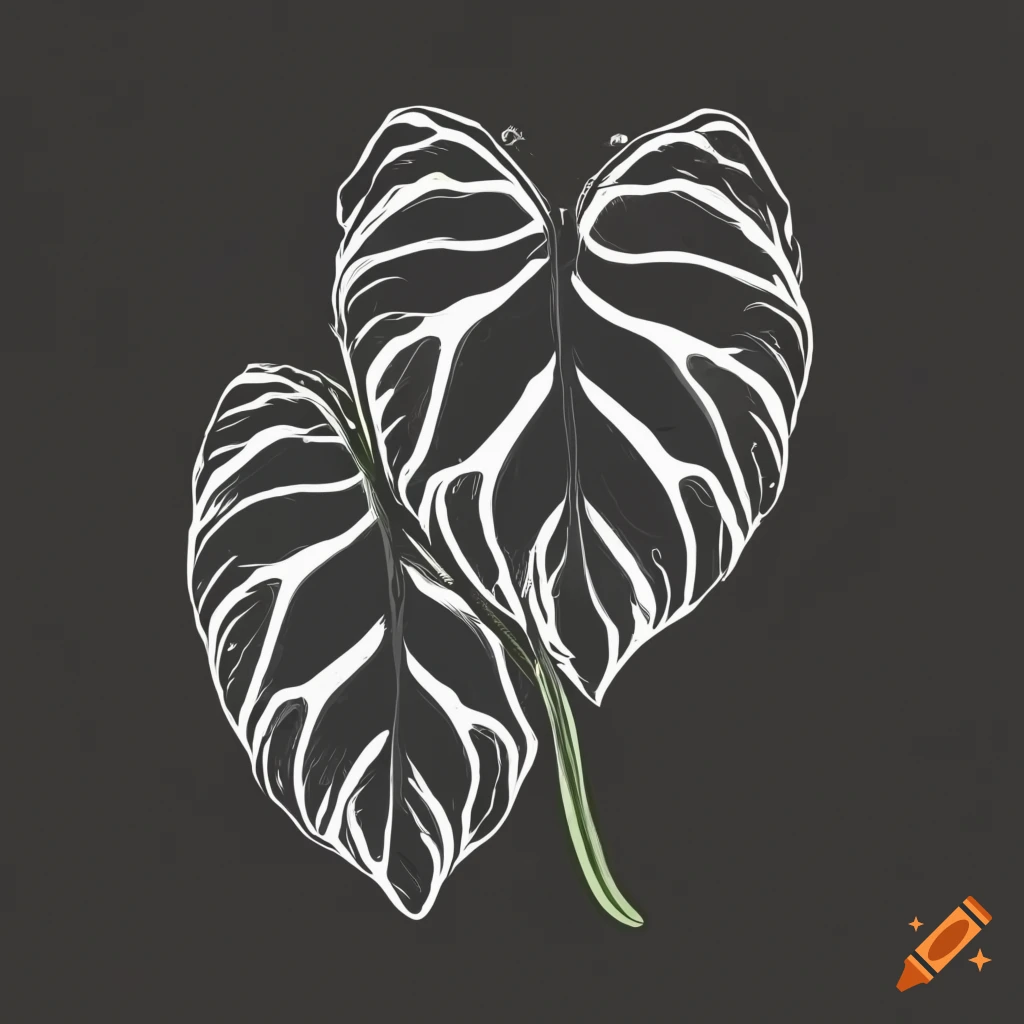 Philodendron verrucosum leaves vector line pattern on Craiyon