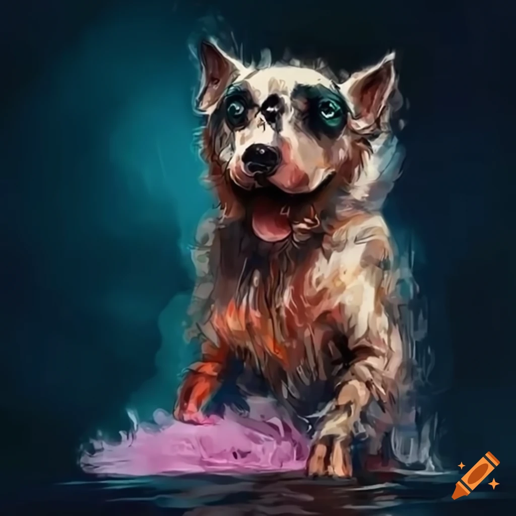 Canine artist competing with artificial intelligence in drawing on Craiyon