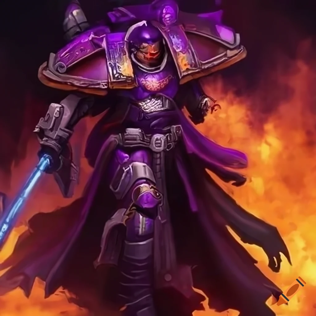 Adeptus Astartes In Violet And Orange Colors On Craiyon