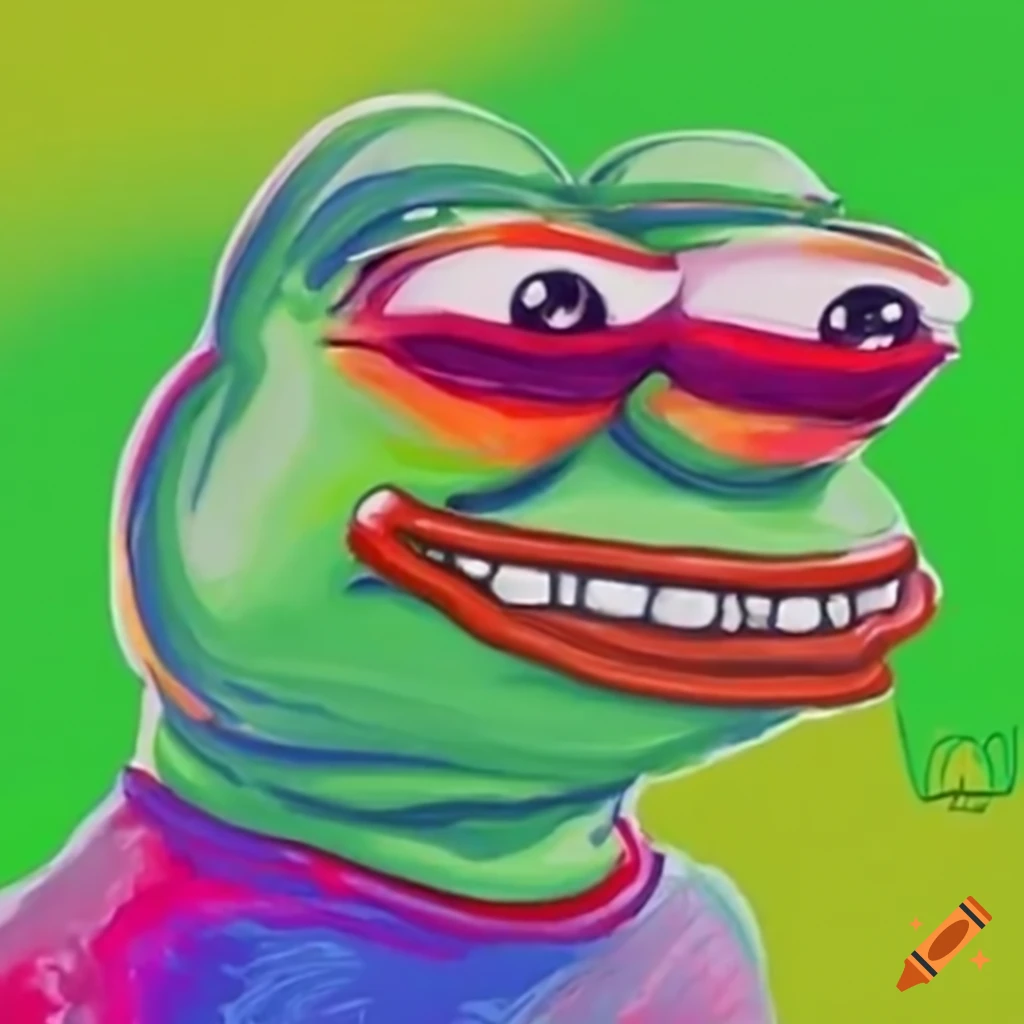 Cartoon frog character expressing existential terror on Craiyon