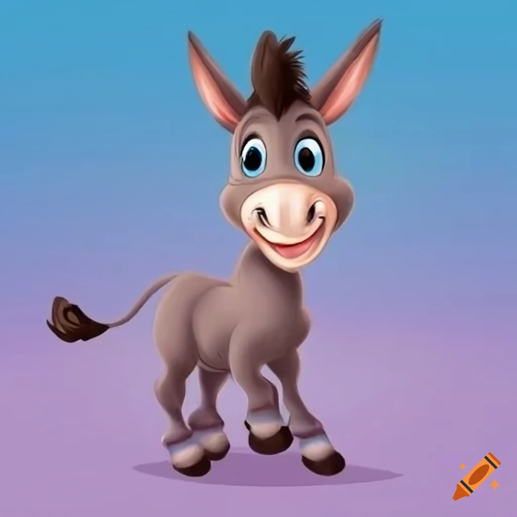 Disney cartoon little donkey on white background on Craiyon