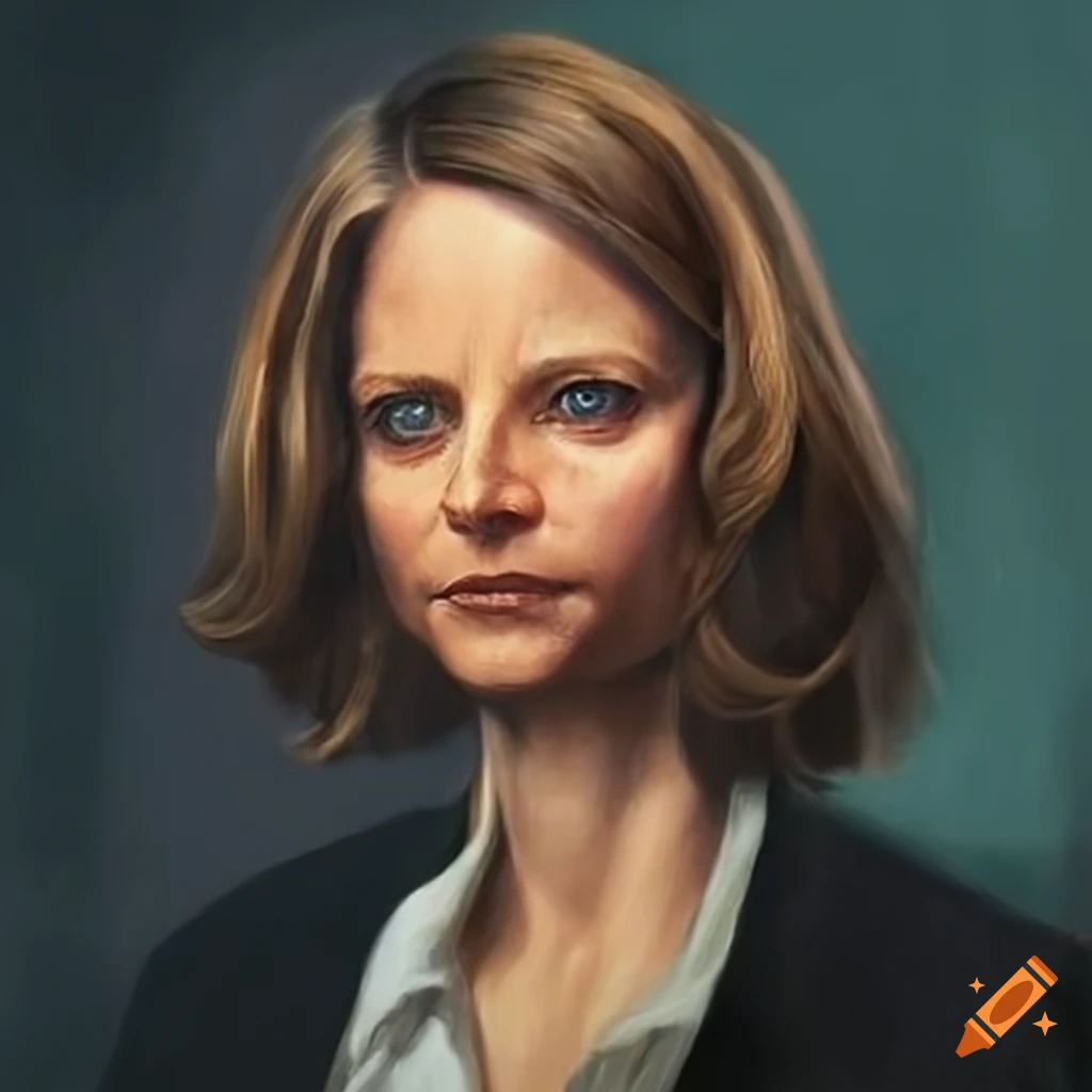 Realistic painting of a woman in FBI agent attire on Craiyon