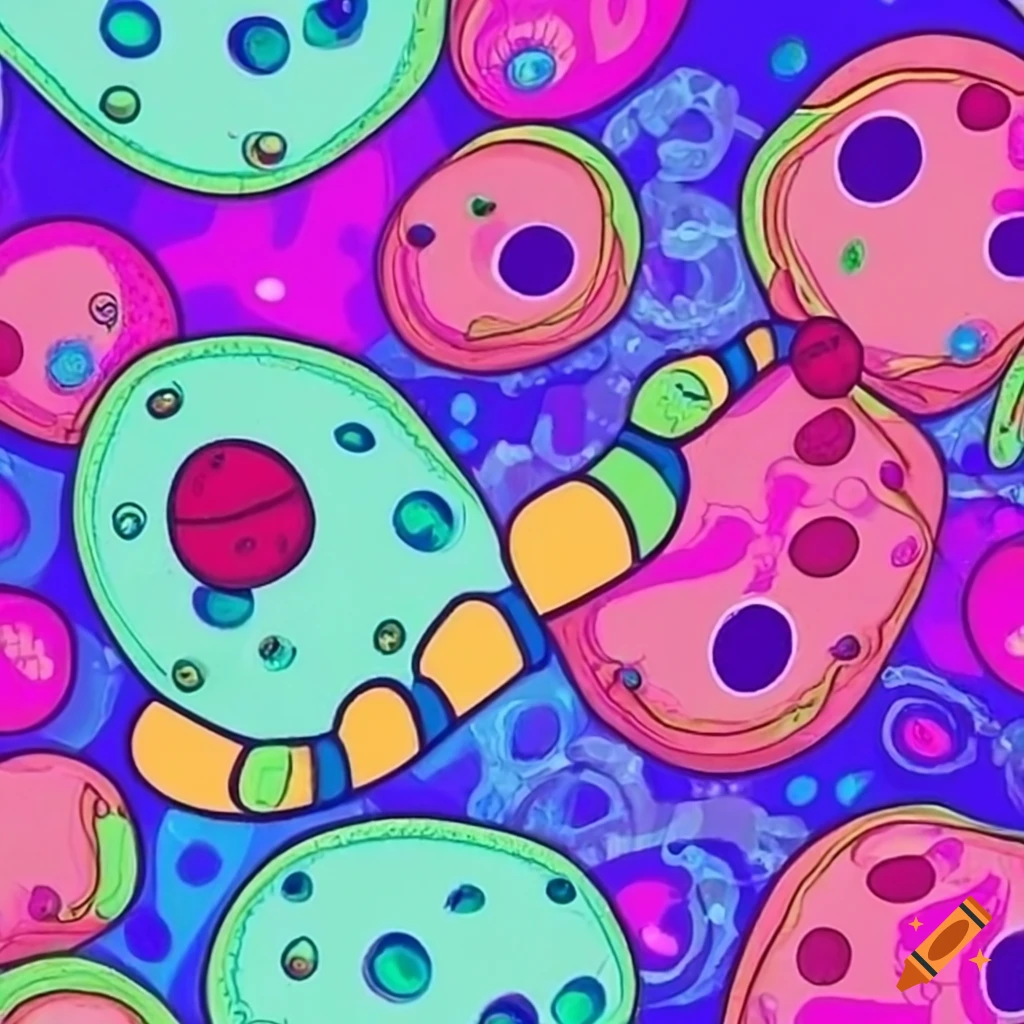 Colorful and fun biology cells on Craiyon