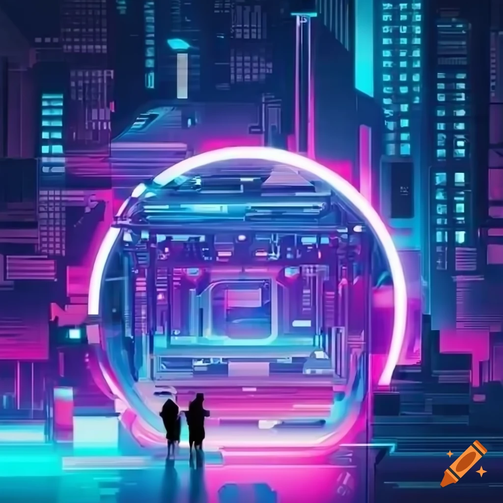 Futuristic tech business theme with the word 'vibe' on Craiyon