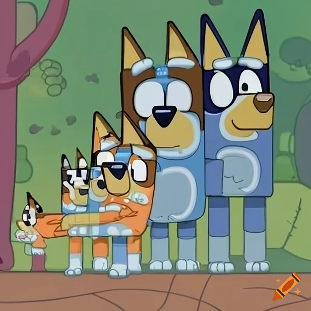 Funny cartoon of a blue family on Craiyon