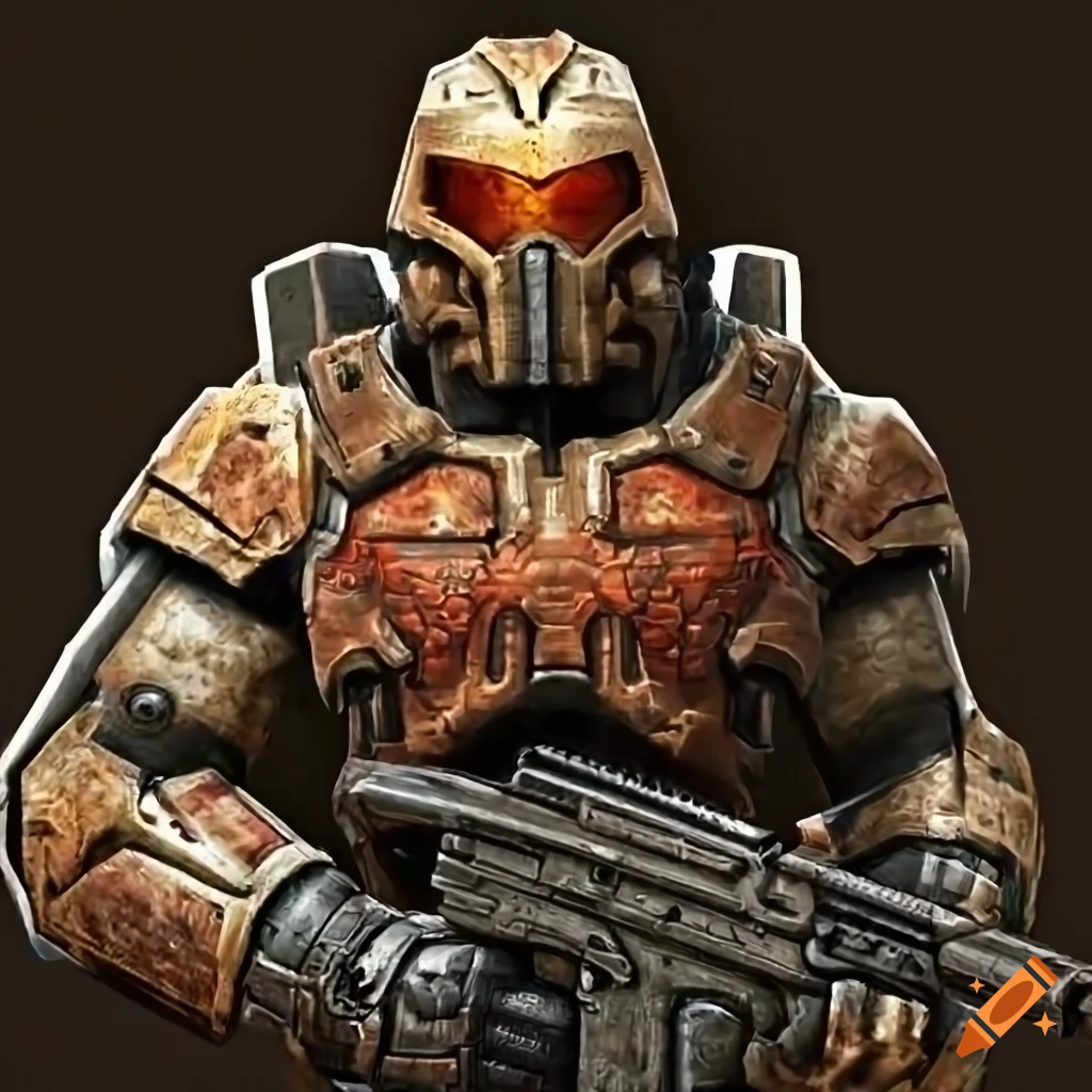 Quake 2 knight with heavy machine gun on Craiyon