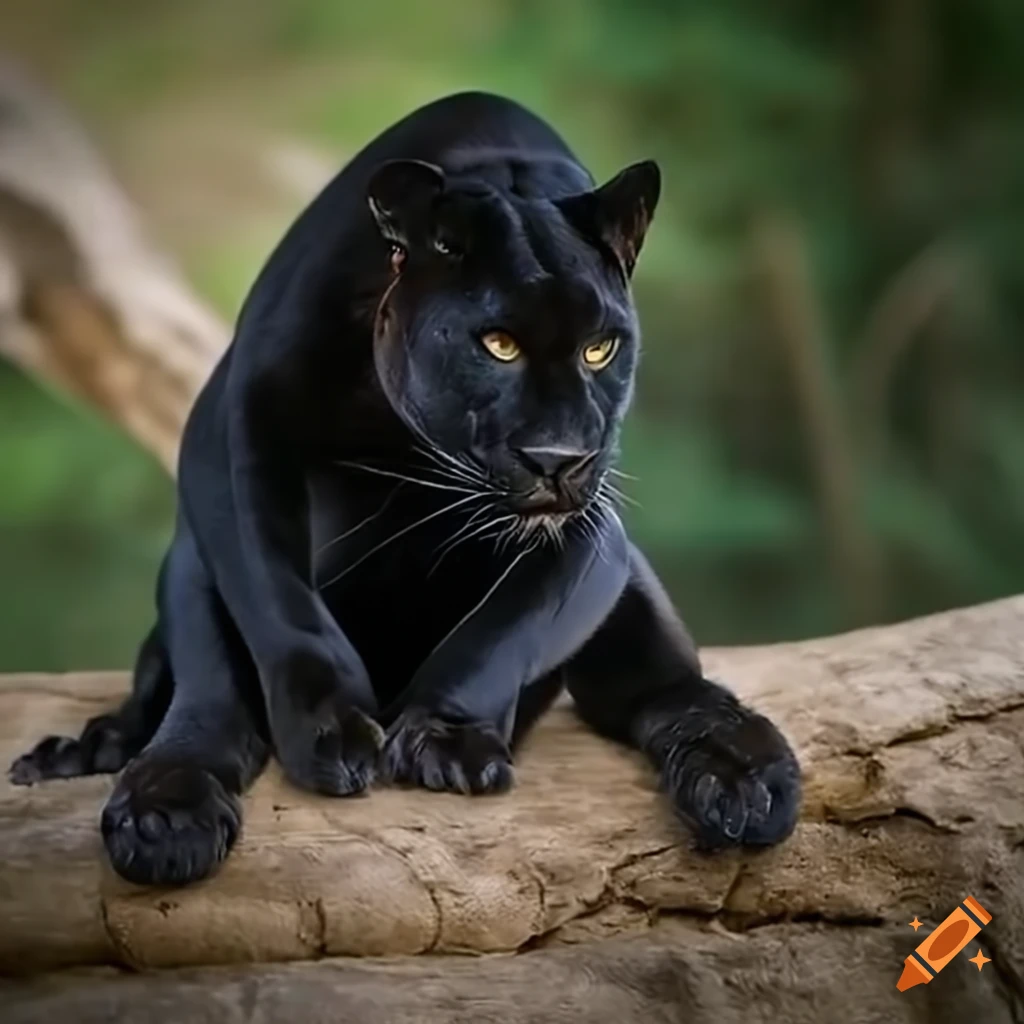 Black panther sitting in a human-like pose on Craiyon