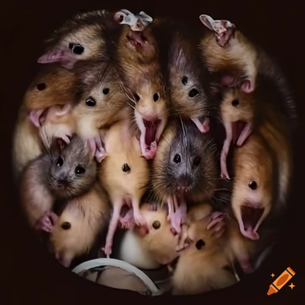 Group of rats forming a circle to create a larger rat on Craiyon